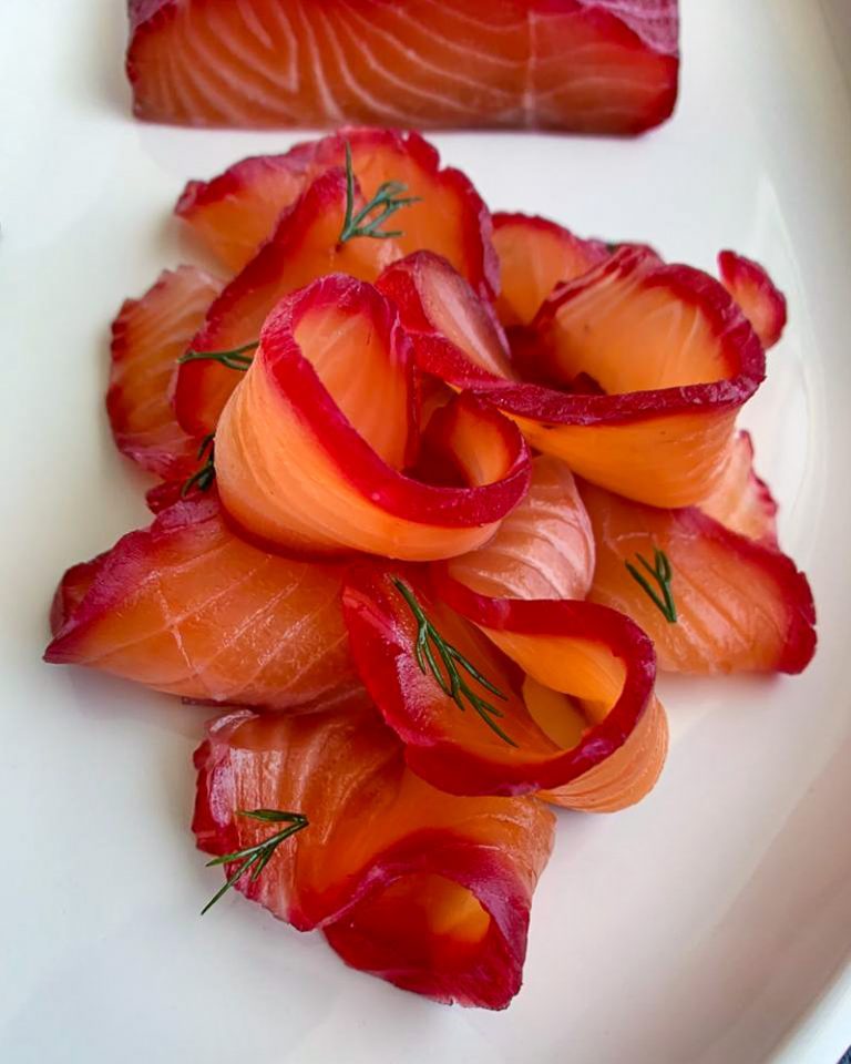 Beet Cured Salmon Gravlax with Mustard Dill Sauce - Between2Kitchens