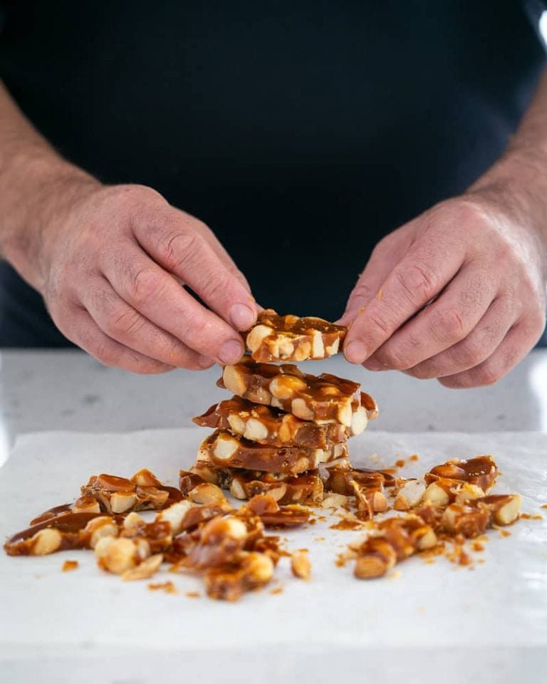 Crispy Macadamia Nut Brittle - between2kitchens