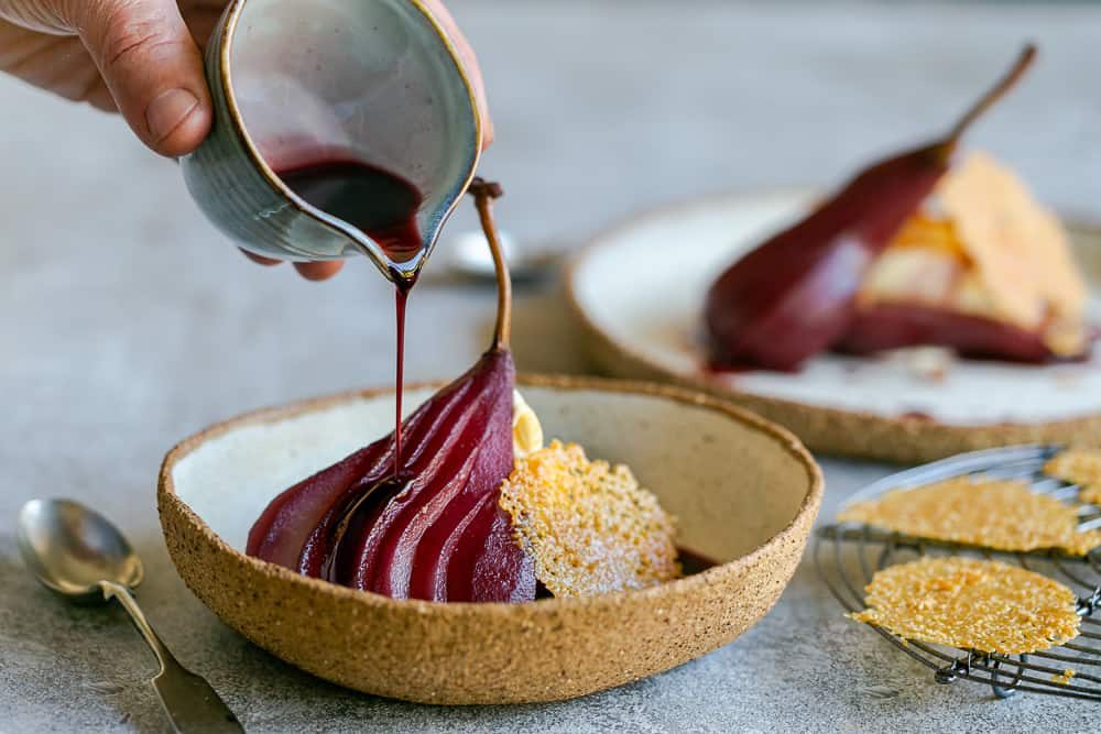 Spice Poached Pears with Mascarpone between2kitchens