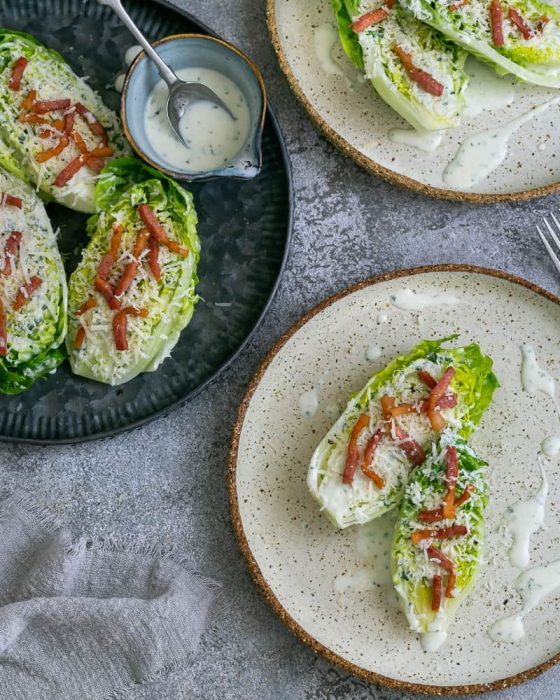 Cos heart salad with buttermilk dressing and lardons - between2kitchens