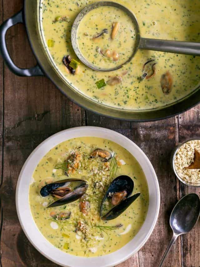 Creamy Mussel Soup - Between2Kitchens