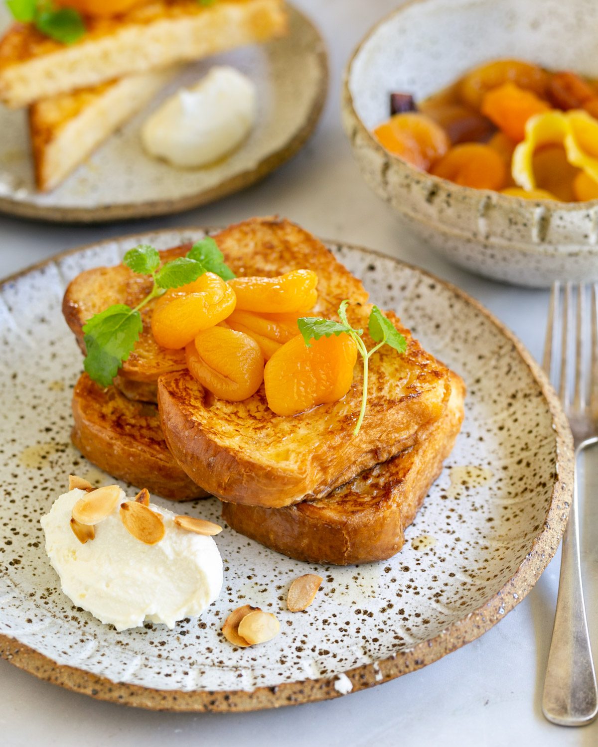 Easy French Toast Recipe with Apricots in Amaretto Syrup - Between2Kitchens