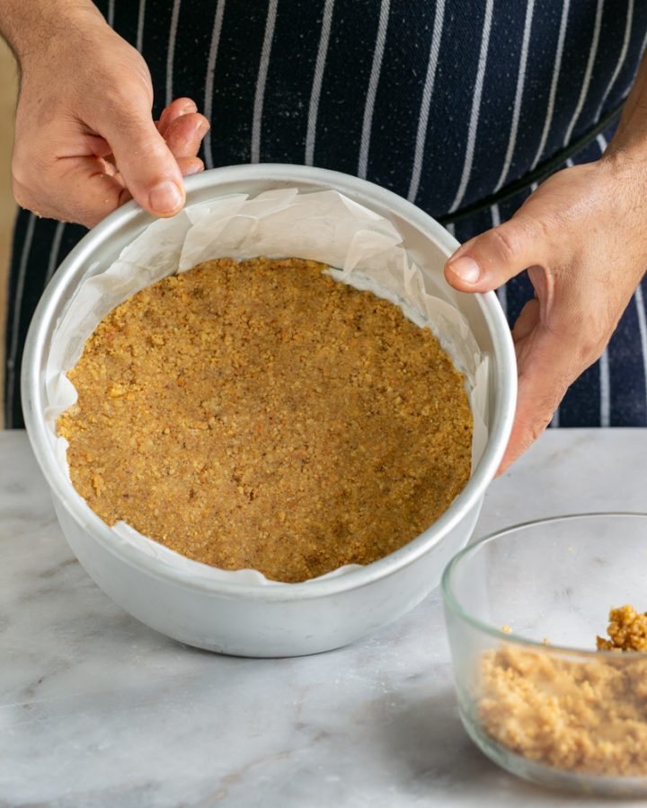 Lemon Myrtle Cheesecake with Macadamia Praline - Between2Kitchens