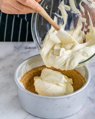 Lemon Myrtle Cheesecake with Macadamia Praline - Between2Kitchens